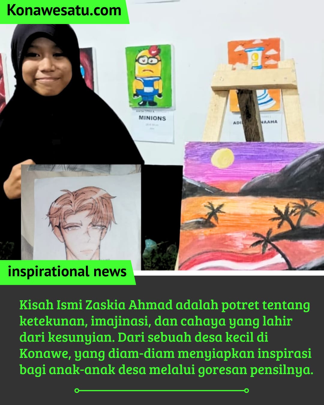 Bakat Seni Siswi SMPN 3 Abuki Tumbuh Lewat Pensil Sederhana – Konawesatu